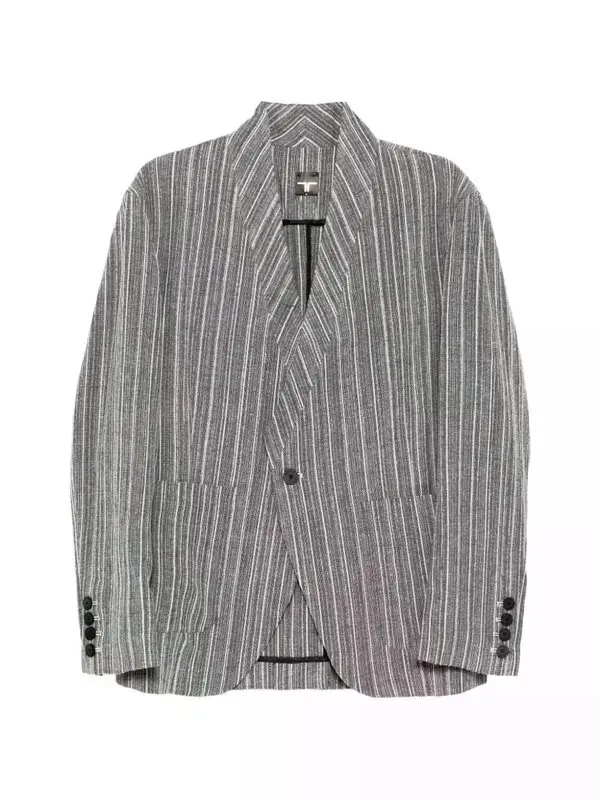 TESSITURA Striped Collarless Blazer