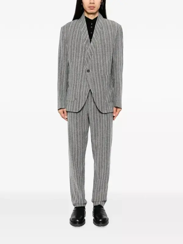 TESSITURA Striped Collarless Blazer