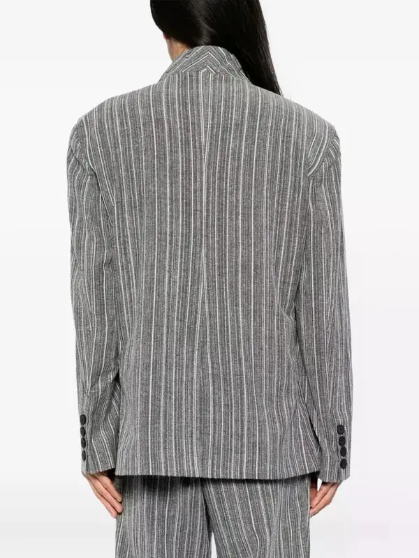 TESSITURA Striped Collarless Blazer