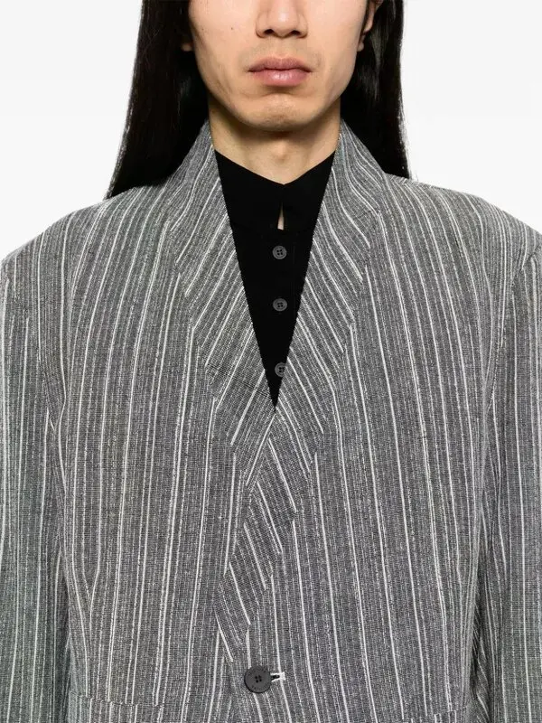 TESSITURA Striped Collarless Blazer