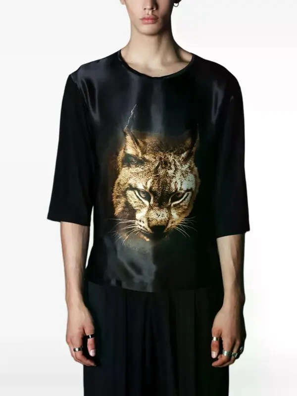 TESSITURA BODY COUTURE Whatever Animal-print Silk-front T-shirt