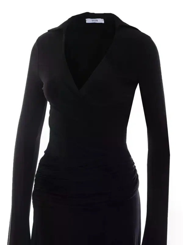 ELEH Wrap-style Ruched Maxi Dress