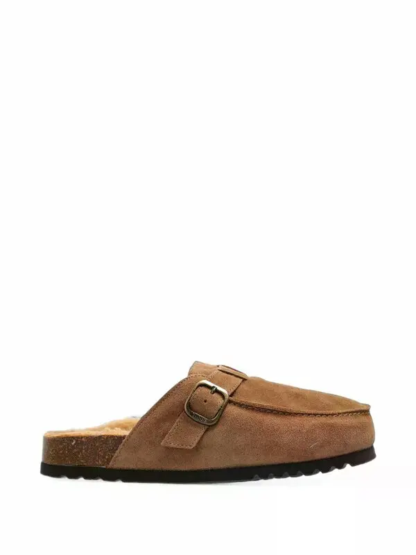 DR. SCHOLL'S SHOES Dakota Fur Buckle-fastening Mules - Brown