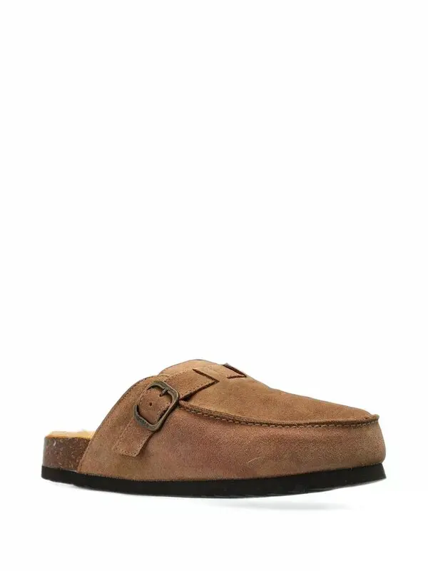 DR. SCHOLL'S SHOES Dakota Fur Buckle-fastening Mules - Brown