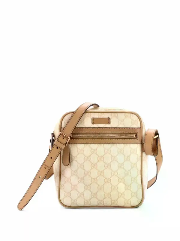 Gucci Front Zip Messenger Gg Coated Canvas Small Crossbody Bag