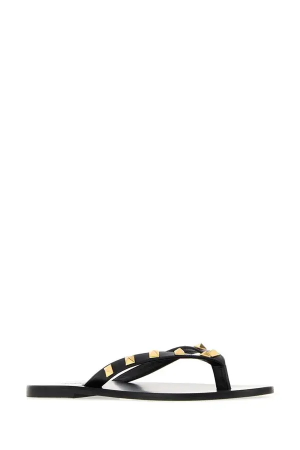 Valentino Garavani Leather Rockstud Thong Slippers
