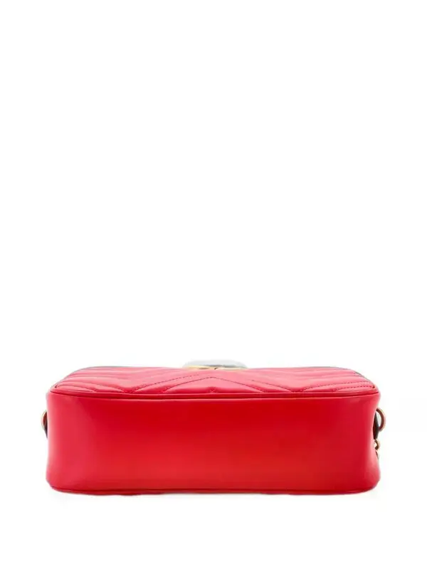 Gucci Gg Marmont Shoulder Bag Matelasse Leather Small Crossbody Bag - Red