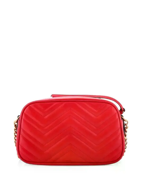 Gucci Gg Marmont Shoulder Bag Matelasse Leather Small Crossbody Bag - Red