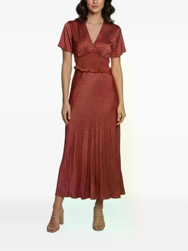 Sandro Laurana Geometric-print Midi Dress - Red