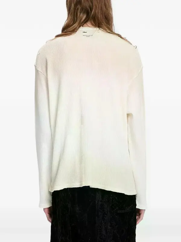 ANN DEMEULEMEESTER Distressed Waffle-knit Long-sleeve T-shirt