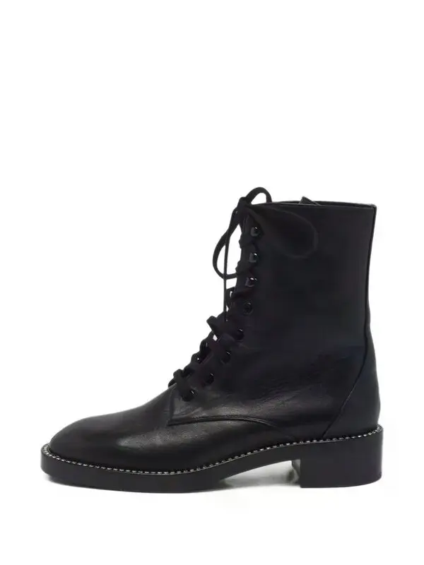 STUART WEITZMAN Sondra Shine Combat Boots - Black