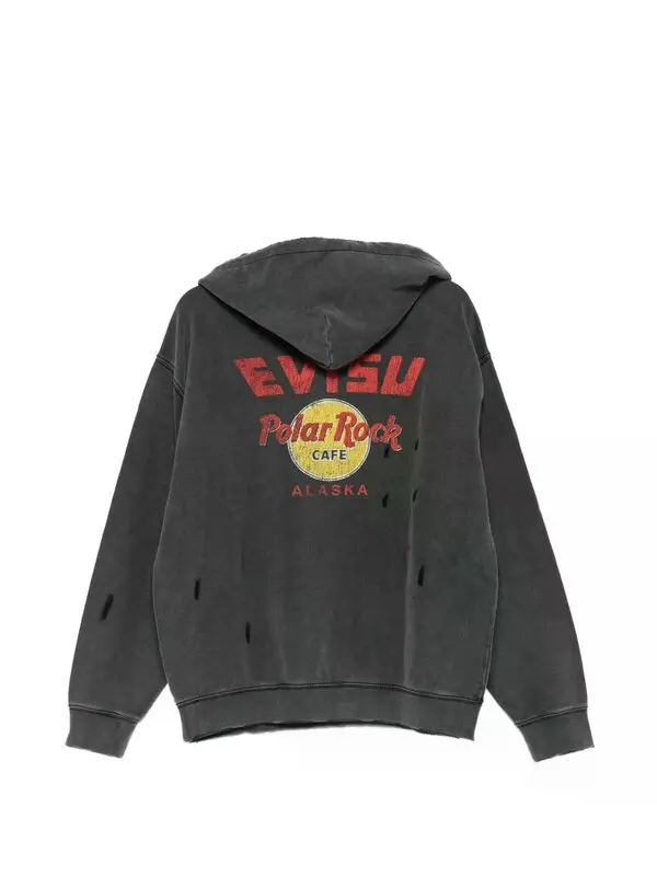 EVISU Distressed Logo-print Hoodie