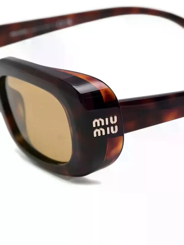 Miu Miu Tortoiseshell-effect Rectangle-frame Sunglasses