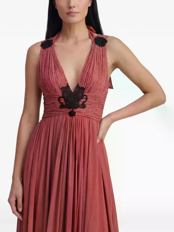 MARCO GABRIELLI ATELIER Beaded Pleated Maxi Dress