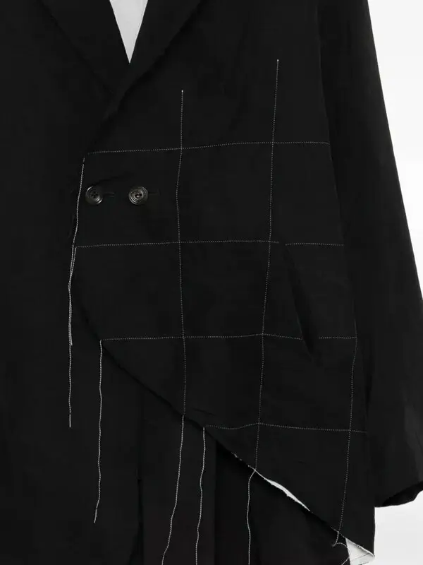 A TENTATIVE ATELIER Check-stitch Asymmetric Blazer