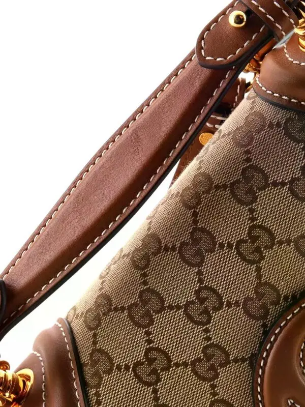 Gucci Blondie Nm Top Handle Bag Gg Canvas With Leather Medium Shoulder Bag