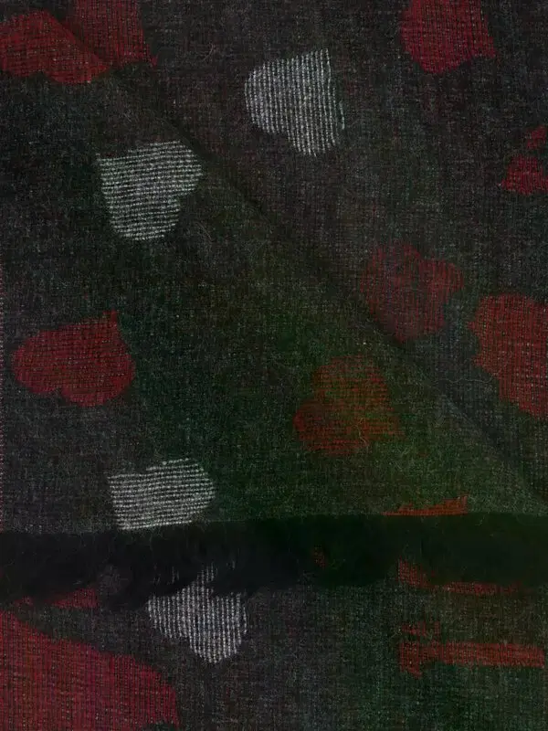 ALVIERO MARTINI 1° CLASSE Heart-print Frayed Scarf