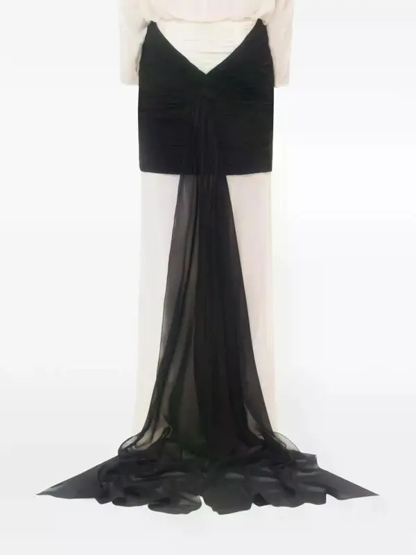 Valentino Garavani Long Dress In Light Georgette With Feathers