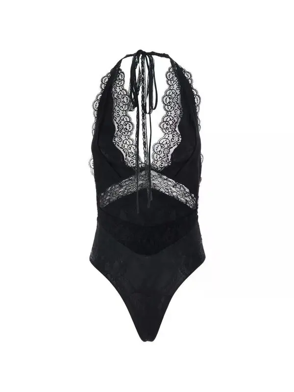 Andamane Florida Lace-panel Halterneck Bodysuit