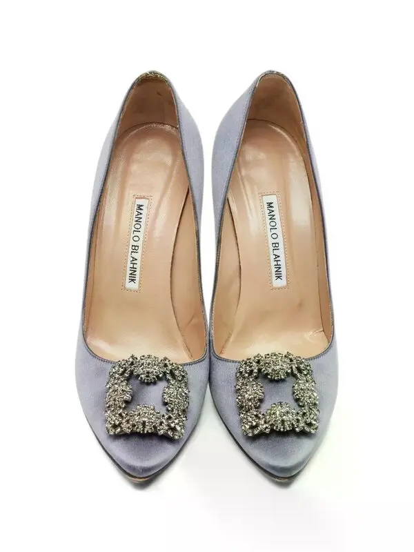 Manolo Blahnik Hangisi Crystal Buckle Pumps