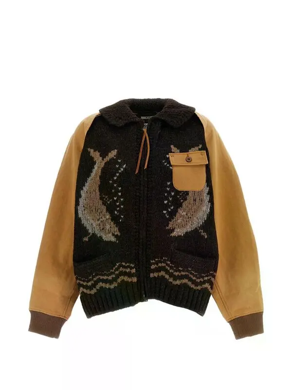 KHOKI Intarsia-knit Panelled Cardigan