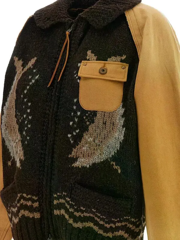 KHOKI Intarsia-knit Panelled Cardigan