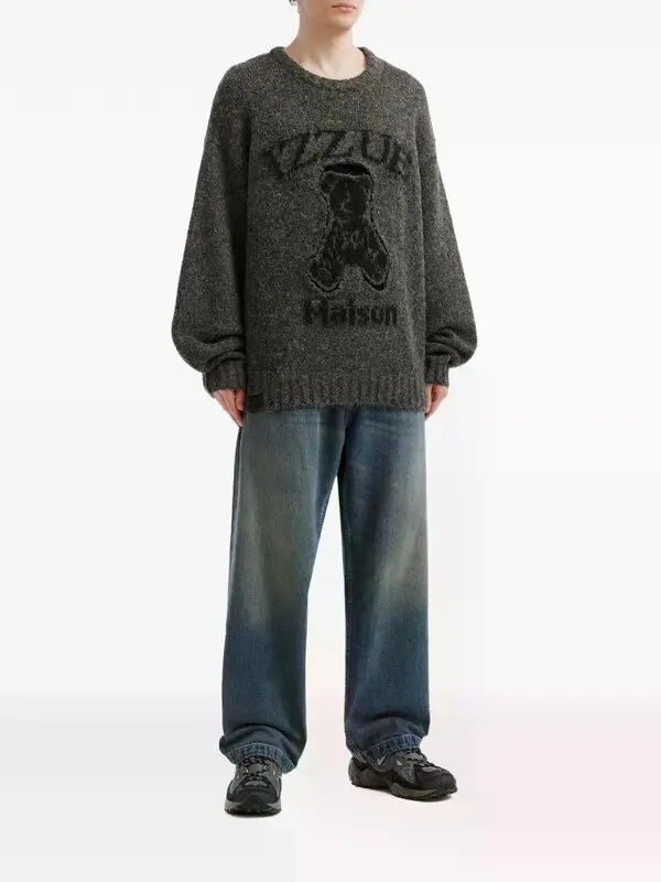 Izzue Logo-intarsia Bear-motif Sweater