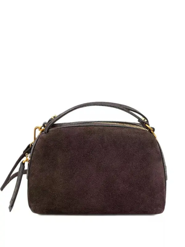 GIANNI CHIARINI Small Alifa Suede Ostrich-effect Tote Bag - Brown