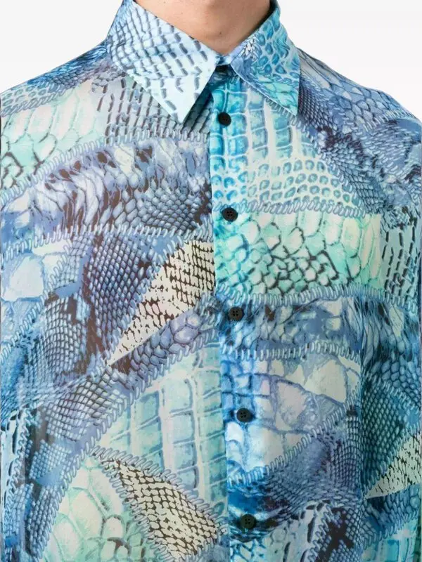 TESSITURA BODY COUTURE Snakeskin-print Silk Shirt