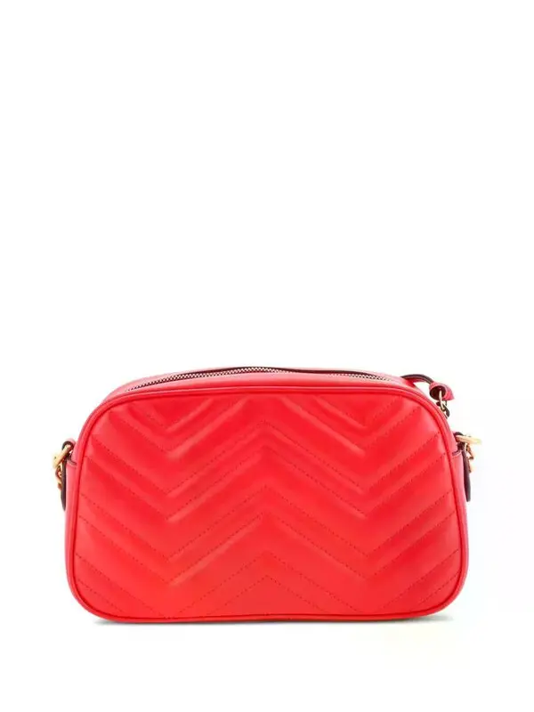 Gucci Gg Marmont Shoulder Bag Matelasse Leather Small Crossbody Bag - Red