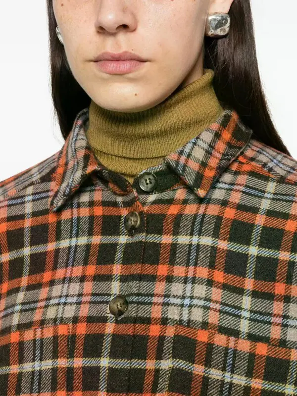 I BLUES Check-pattern Scalloped-edge Shirt