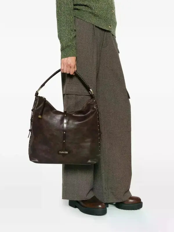 CAFÈNOIR Stud-embellished Braided-handle Tote Bag