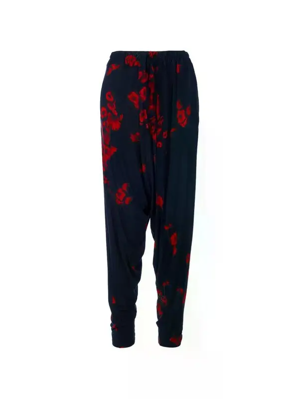 TESSITURA Poppies Folds Low-crotch Floral-print Trousers - Blue