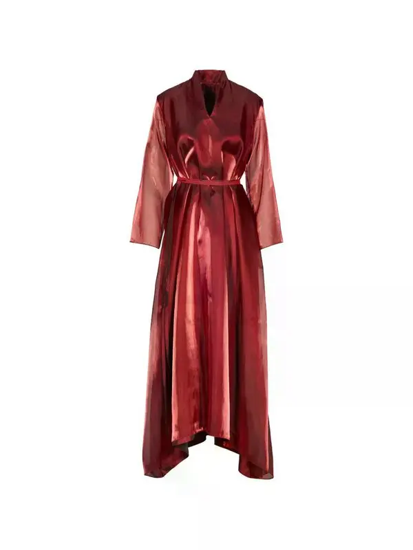TESSITURA Dune Mandarin-collar Maxi Dress - Red