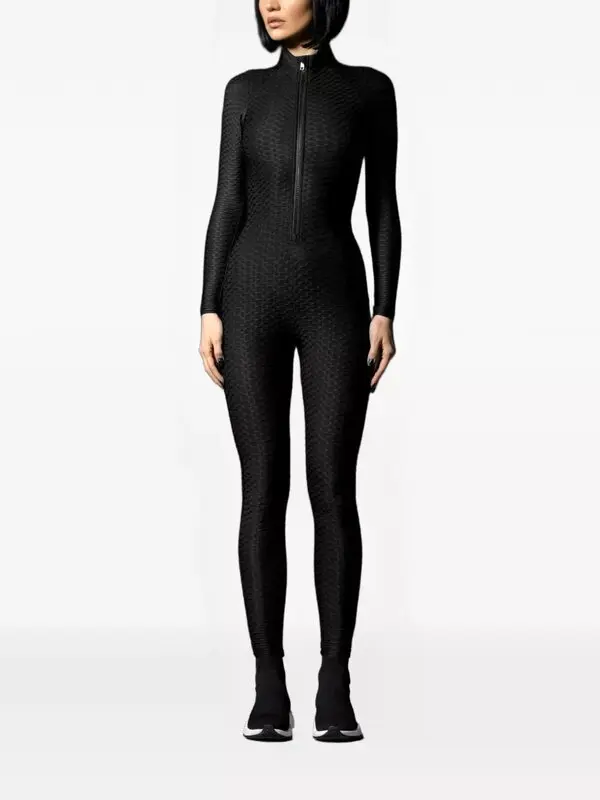 TESSITURA BODY COUTURE 3d Move Textured Long-sleeved Fitted Jumpsuit