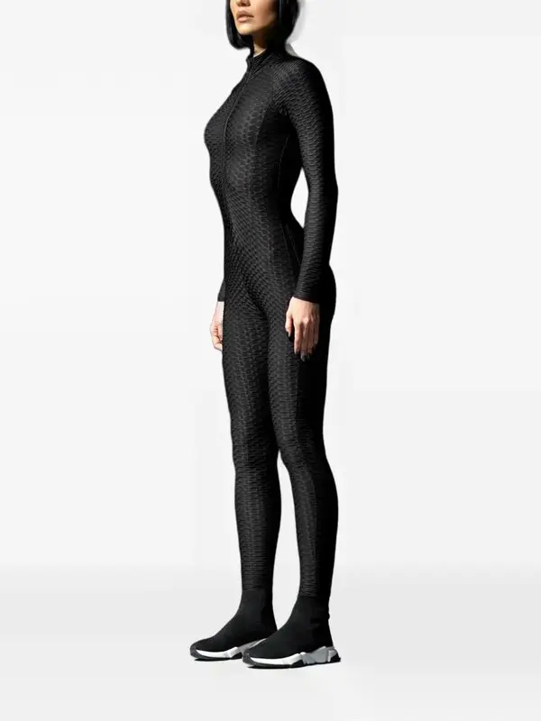 TESSITURA BODY COUTURE 3d Move Textured Long-sleeved Fitted Jumpsuit