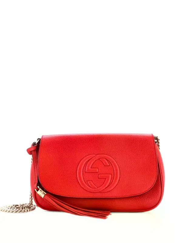 Gucci Soho Chain Leather Medium Crossbody Bag - Red