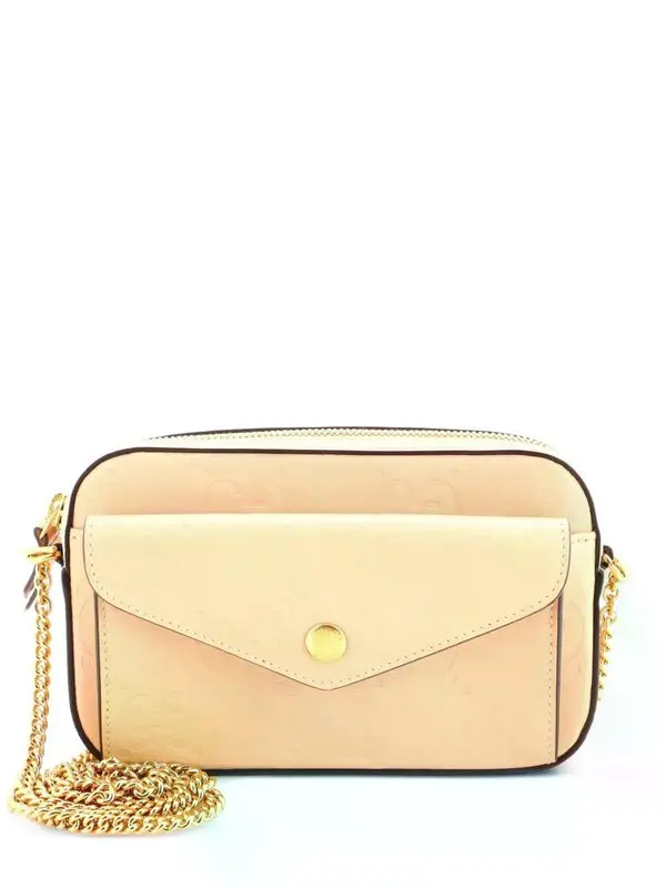 Gucci Front Pocket Chain Shoulder Bag Jumbo Gg Embossed Leather Super Mini Crossbody Bag - Neutrals
