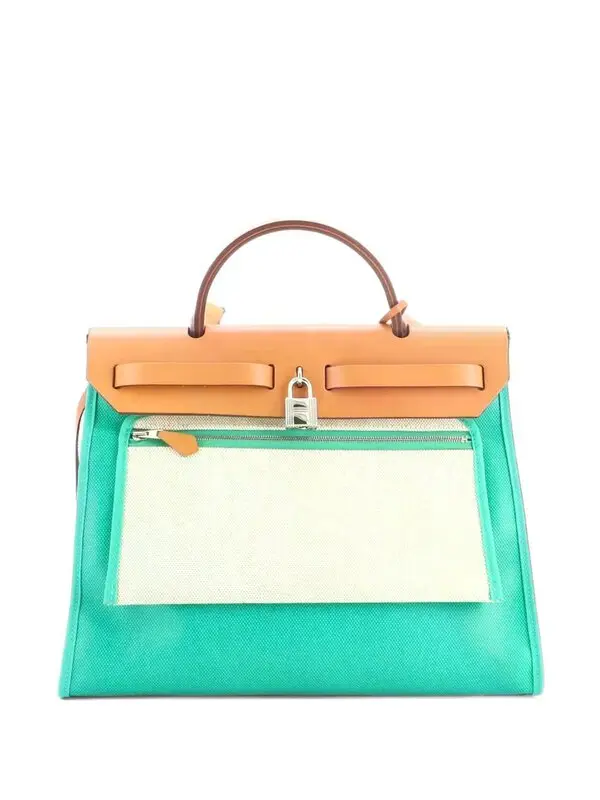 Hermès Herbag Zip Berline Vache Canvas And Leather 31 Shoulder Bag