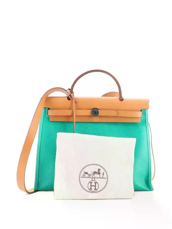 Hermès Herbag Zip Berline Vache Canvas And Leather 31 Shoulder Bag