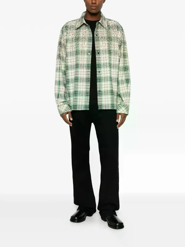 Amiri Crystal Western Oversized Flannel Shirt