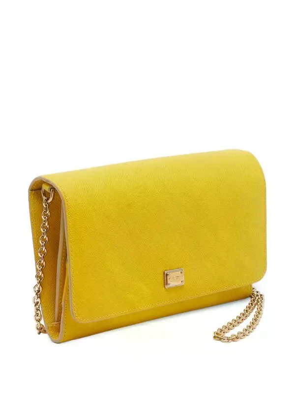 Dolce & Gabbana Saffiano Leather Flap Bag - Yellow