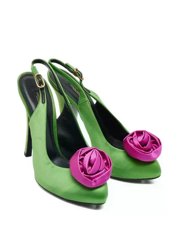 Dolce & Gabbana Talons Rose-detail Slingback Pumps