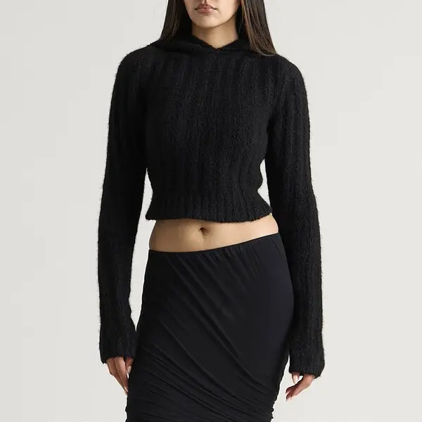 Rick Owens Long Sleeve Crop Hood Top