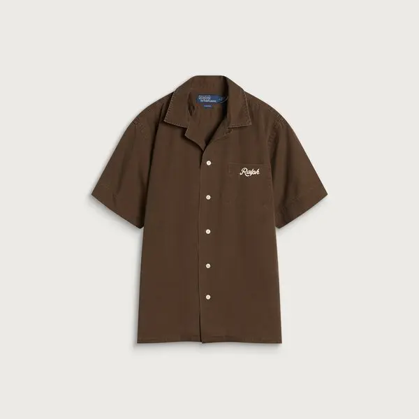 Polo Ralph Lauren Chain Stitched Open Collar Shirt - Cooper Brown