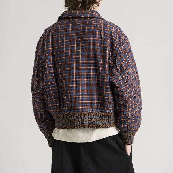 STORY MFG. Hand Woven Check Grain Bomber Jacket