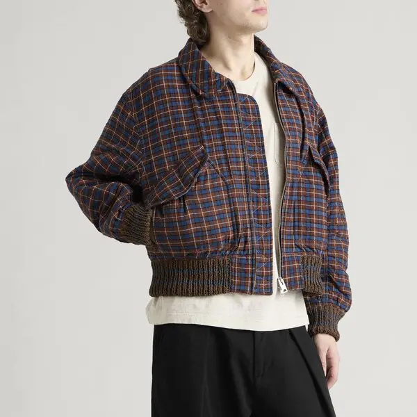STORY MFG. Hand Woven Check Grain Bomber Jacket