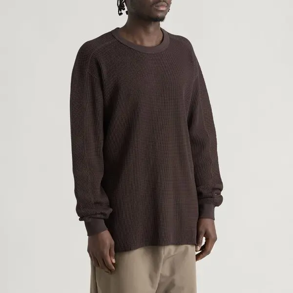 SNOW PEAK Heavyweight Waffle Pullover - Dark Brown