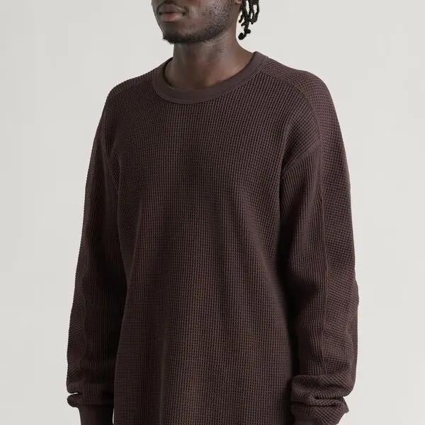SNOW PEAK Heavyweight Waffle Pullover - Dark Brown
