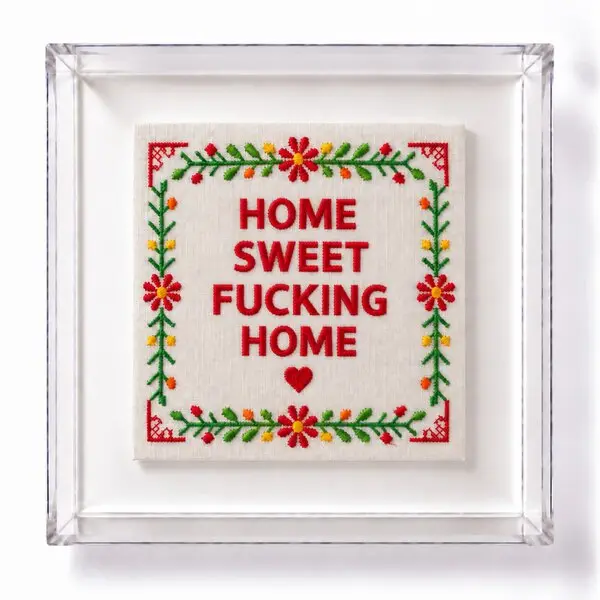 LILLY LOVES Home Sweet Fucking Home Embroidered Artwork